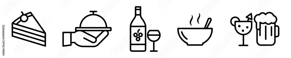 Conjunto de iconos de restaurante. Concepto de comida, alimentos ...