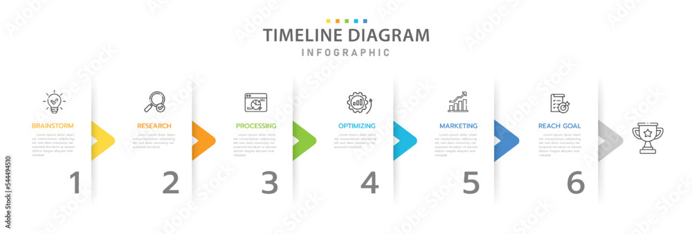 Infographic template for business. 6 Steps Modern Timeline diagram with ...