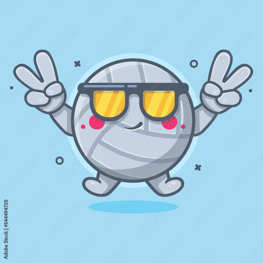 cool volleyball ball character mascot with peace sign hand gesture ...