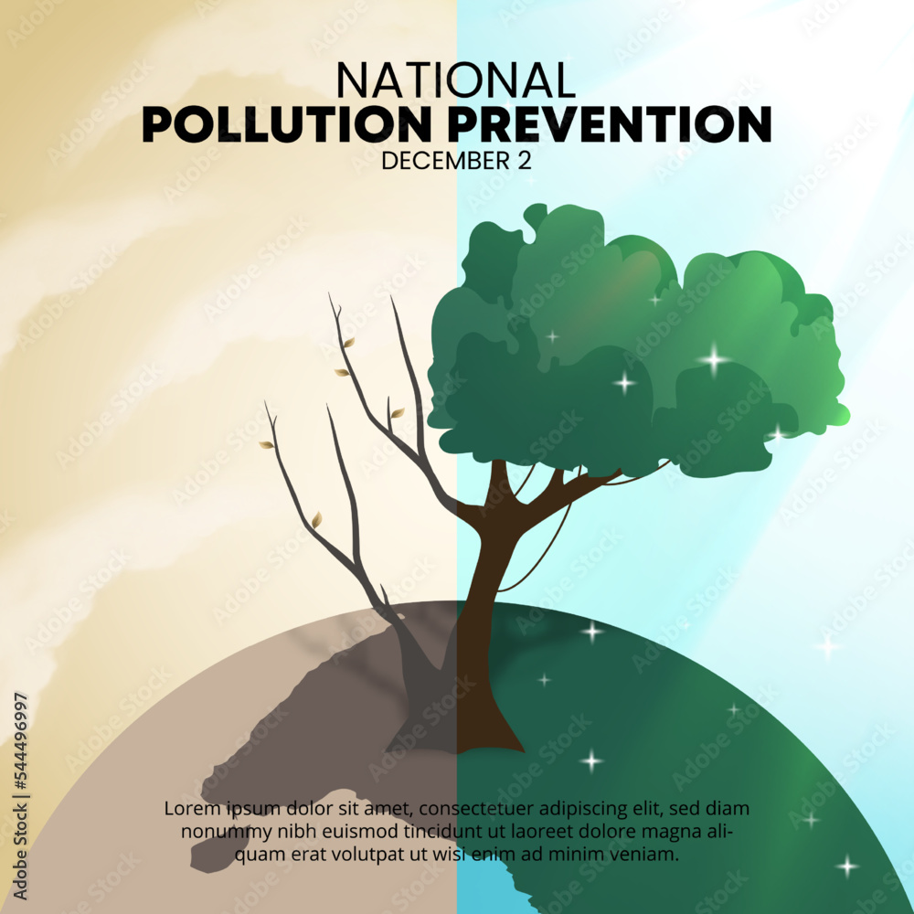 National pollution prevention day background with clean and polluted ...