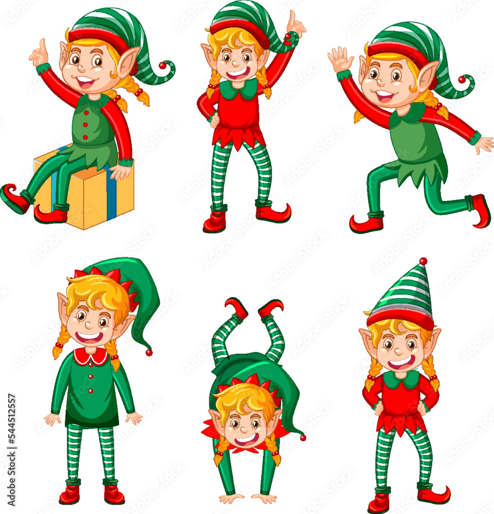 Cute kid wearing elf costume cartoon Stock Vector | Adobe Stock