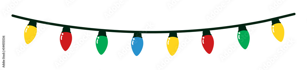 Christmas yellow lights string Stock Illustration | Adobe Stock