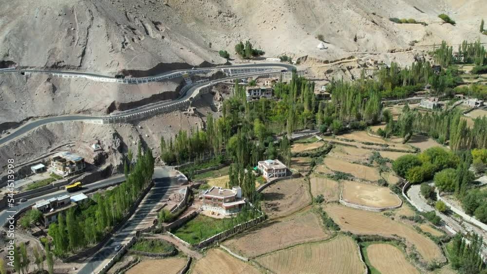 Untitled Projectaerial view of Basgo Village and Basgo Monastery, also ...