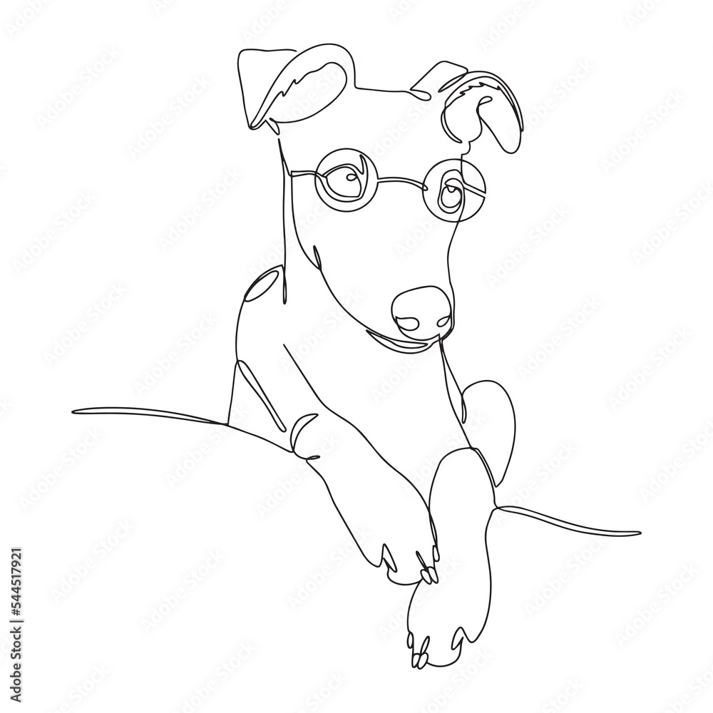 Portrait of a dog in one line. Whippet ,greyhound realistic silhouette ...