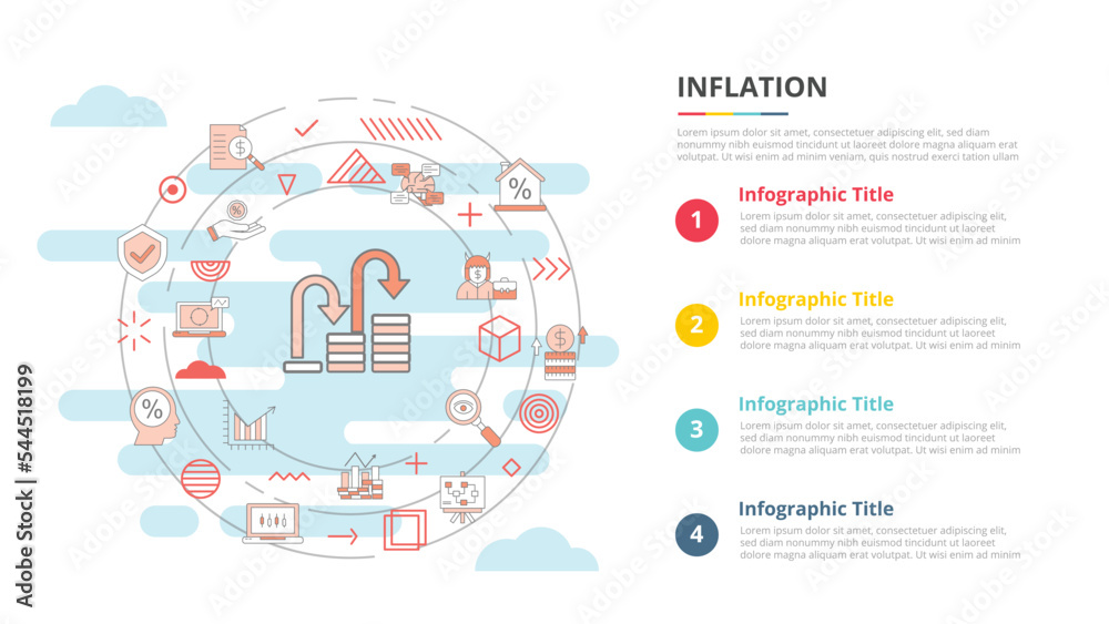 inflation concept for infographic template banner with four point list ...