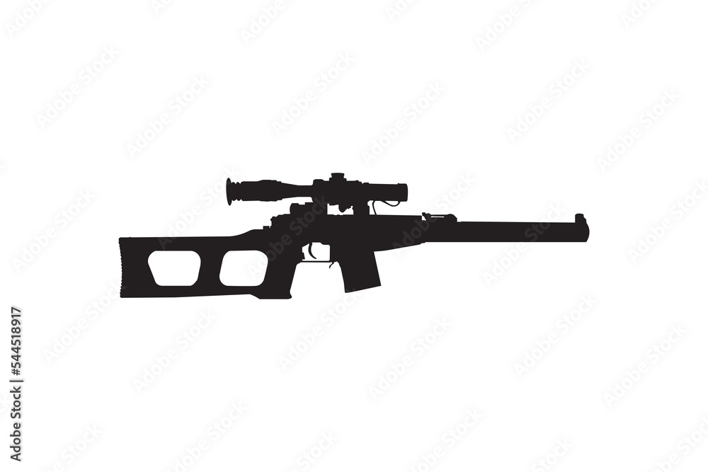 VSS silenced sniper rifle vector icon, weapon silhouette Stock Vector ...