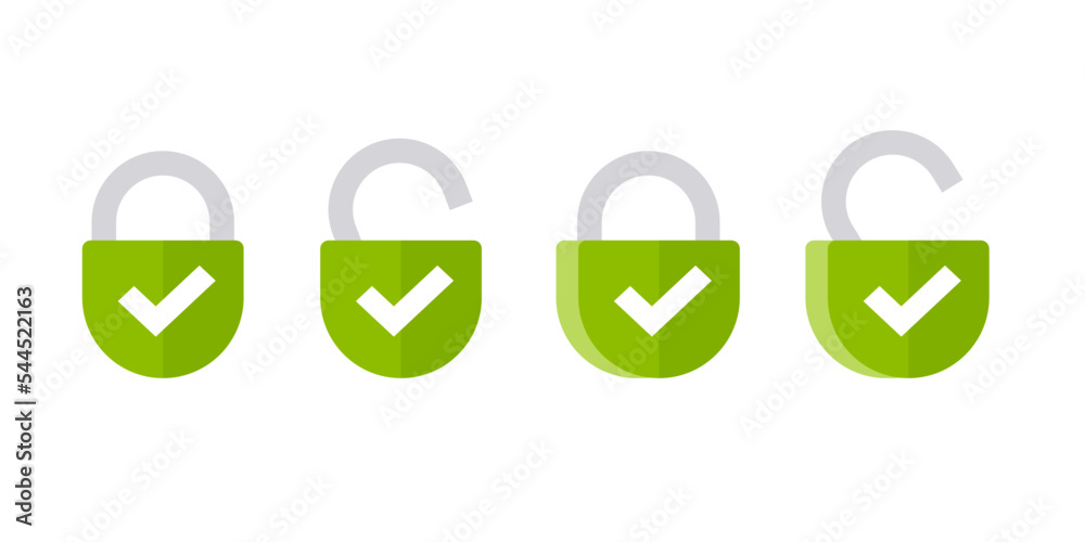 Lock icon 3d icon vector secure green padlock closed open as permission ...