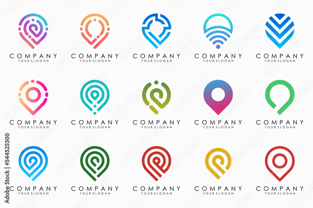 pin map location logo icon set. Stock Vector | Adobe Stock