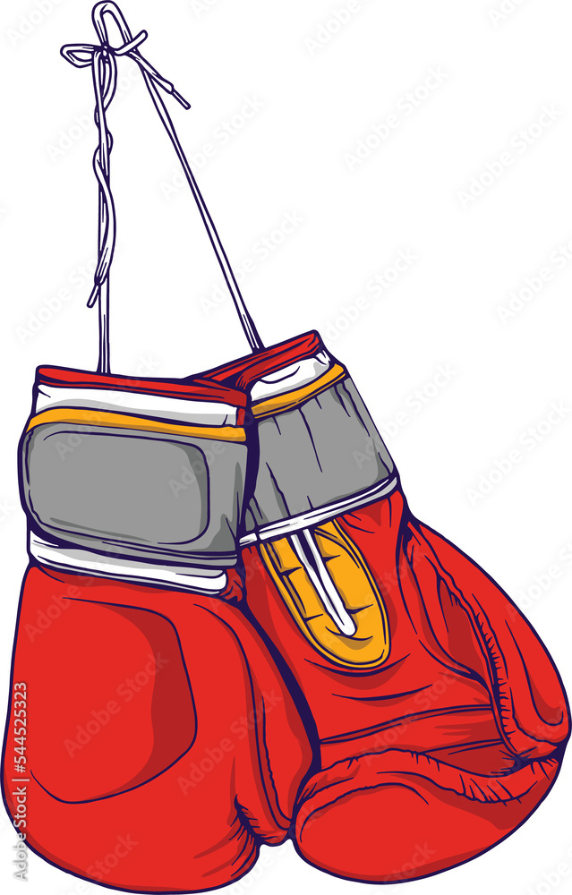 Collection of hand drawn Boxing Illustration Set in line art style ...