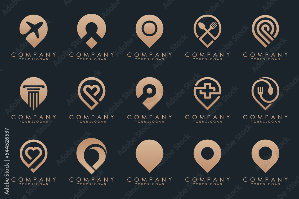 creative pin map location logo icon set. Stock Vector | Adobe Stock