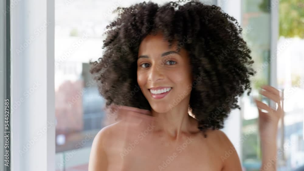 Black Woman Natural Hair And Beauty While Getting Ready And Feeling