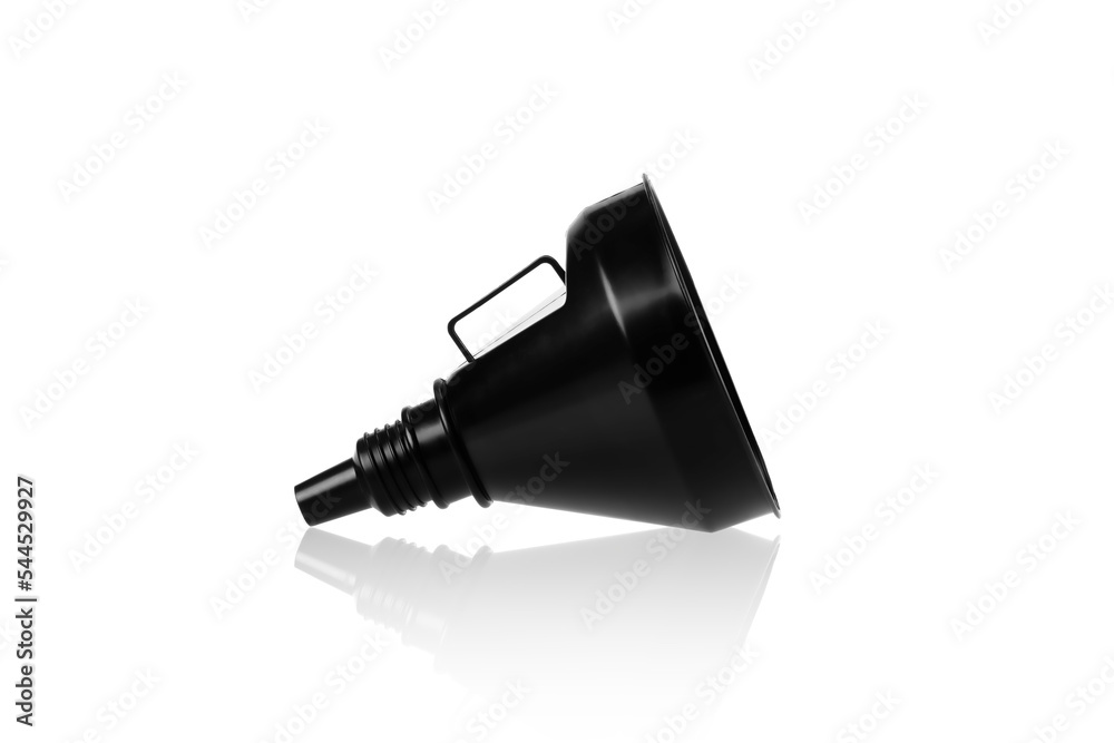 Black Plastic funnel isolated on white background with clipping path ...