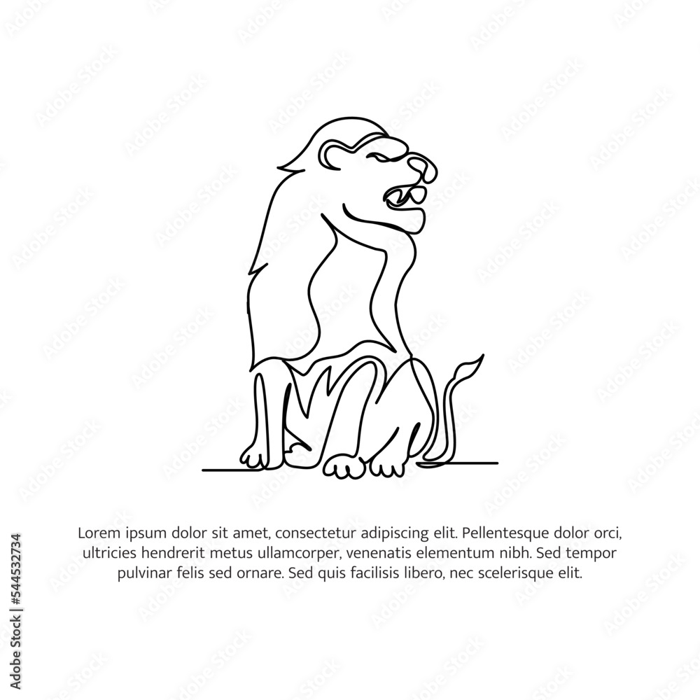 Lion line design. Wildlife decorative elements drawn with one ...