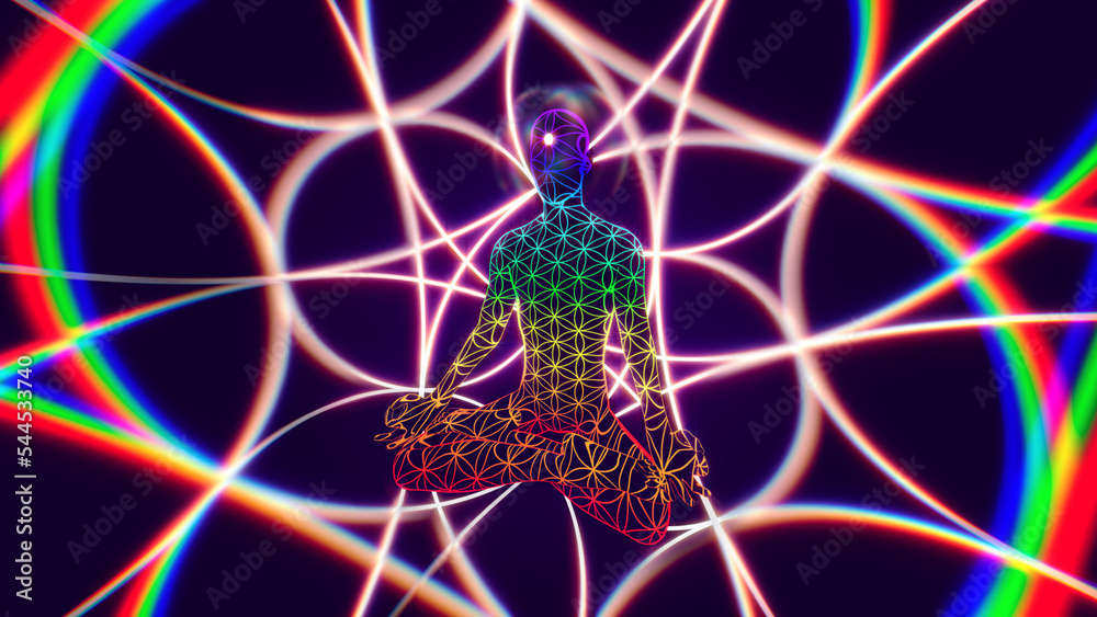 3d illustration of a meditative astral journey on an object from the ...