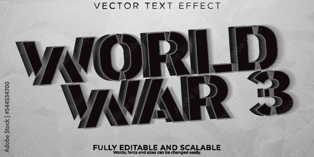 World war text effect, editable soldier and warfare text style Stock ...