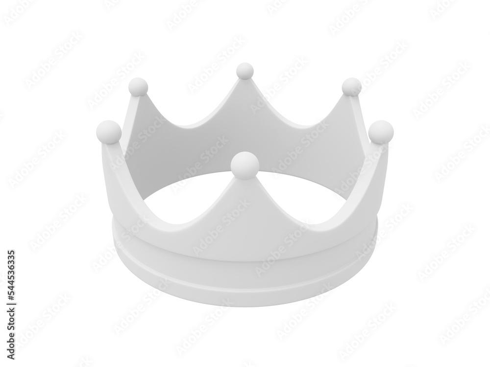 White royal crown, symbol of power, top view. 3d rendering. Icon on ...