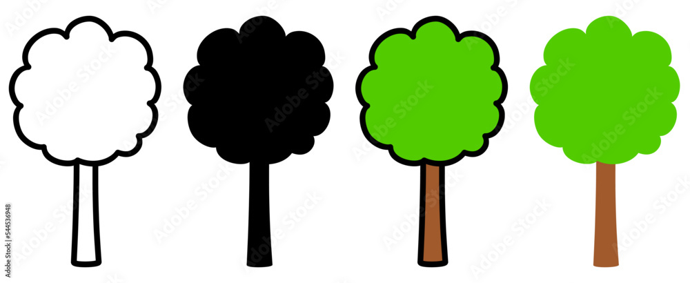 Tree icon set. Vector illustration isolated on white background. Stock ...