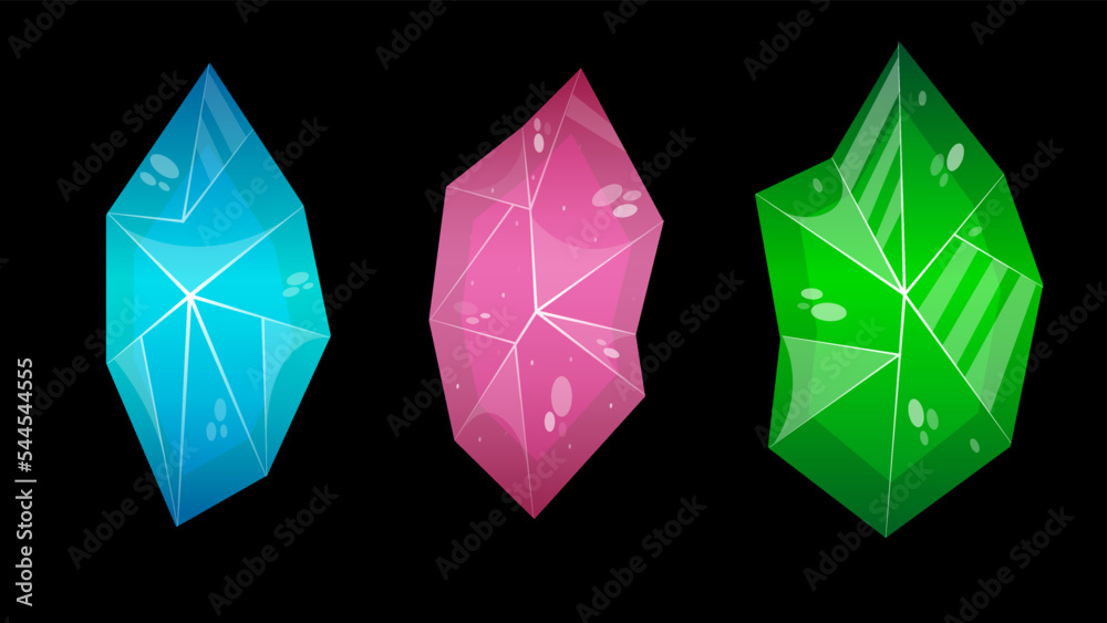 Set of magical crystals isolated on background. rpg fantasy game assets ...