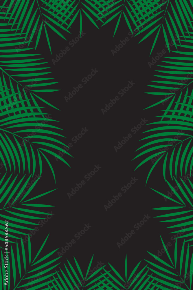 Palm leaves or coconut leaves surround a black frame (Vertical) . Green ...