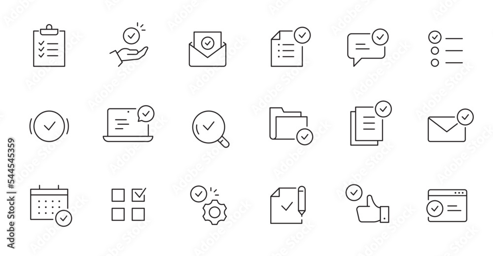 Document check, quality control line icon. Quality certificate ...