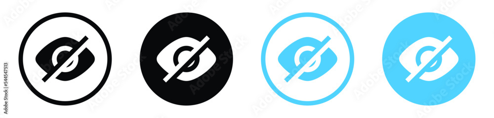 invisible eye hide icon, incognito icon no eye view hidden icon set ...