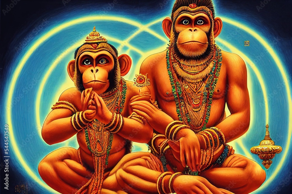 induism spiritual hug hanuman monkey god illustration Stock ...