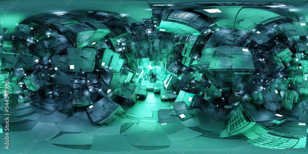 360 degree full panorama environment map of futuristic space tunnel ...