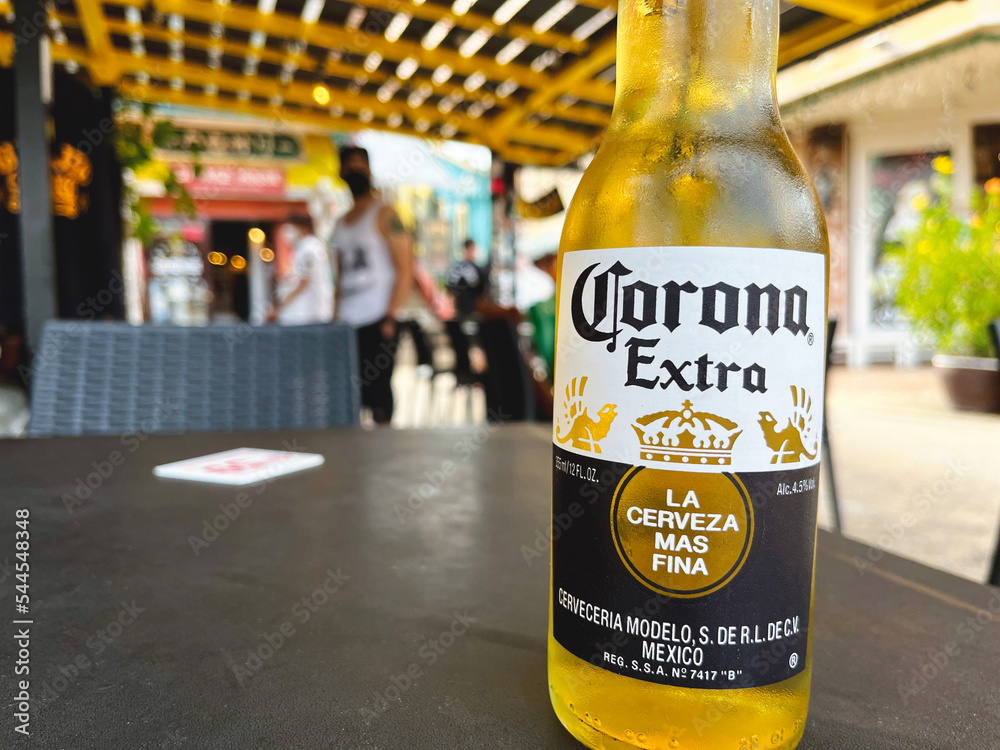 Corona extra bottle on the table, okinawa, japan, Stock Photo | Adobe Stock