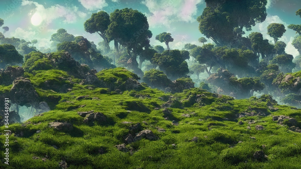 ภาพประกอบสต็อก landscape on an extrasolar planet | Ai Generated ภาพ ...