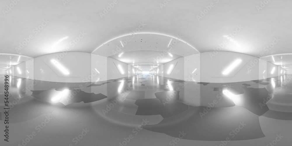 360 degree full panorama environment map of white basement underground ...