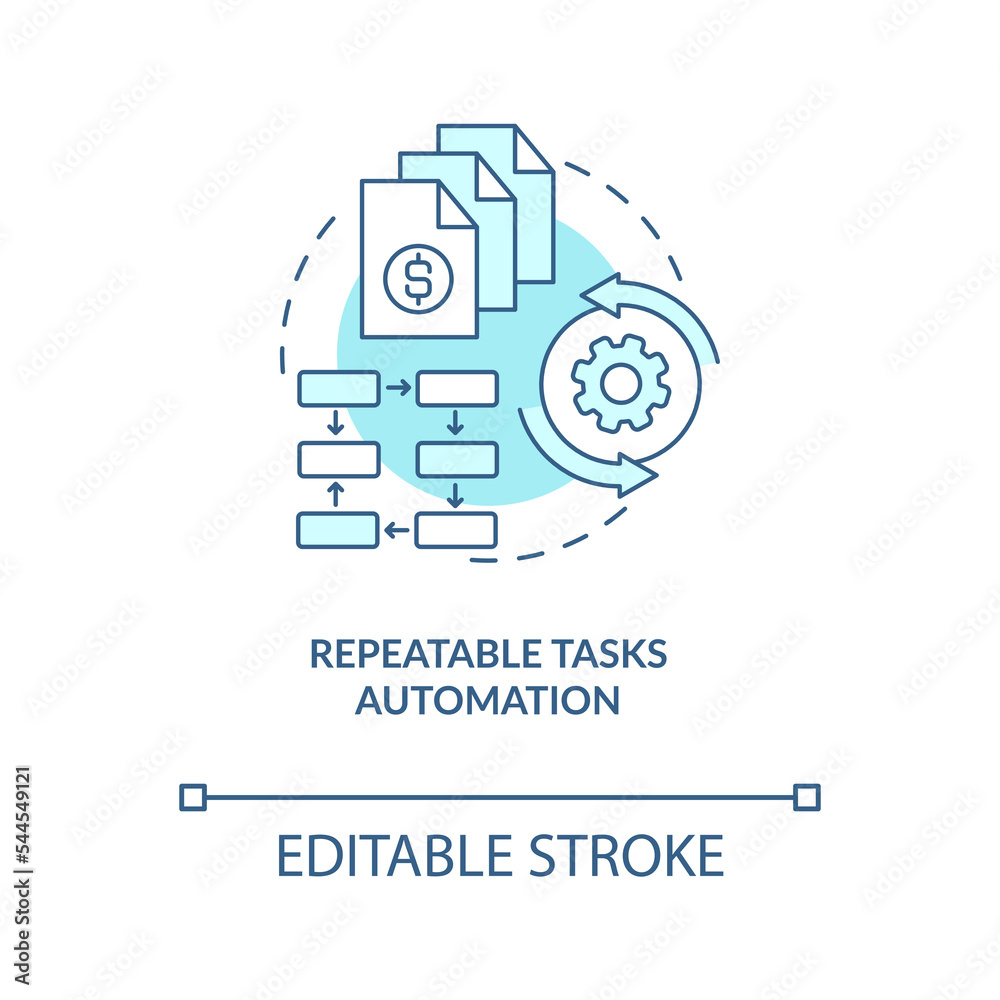 Repeatable tasks automation turquoise concept icon. Payroll processing ...