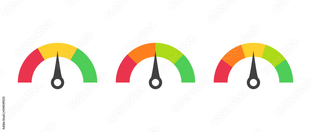 Feedback Speedometer slider icon sign with Satisfaction meter scale and ...