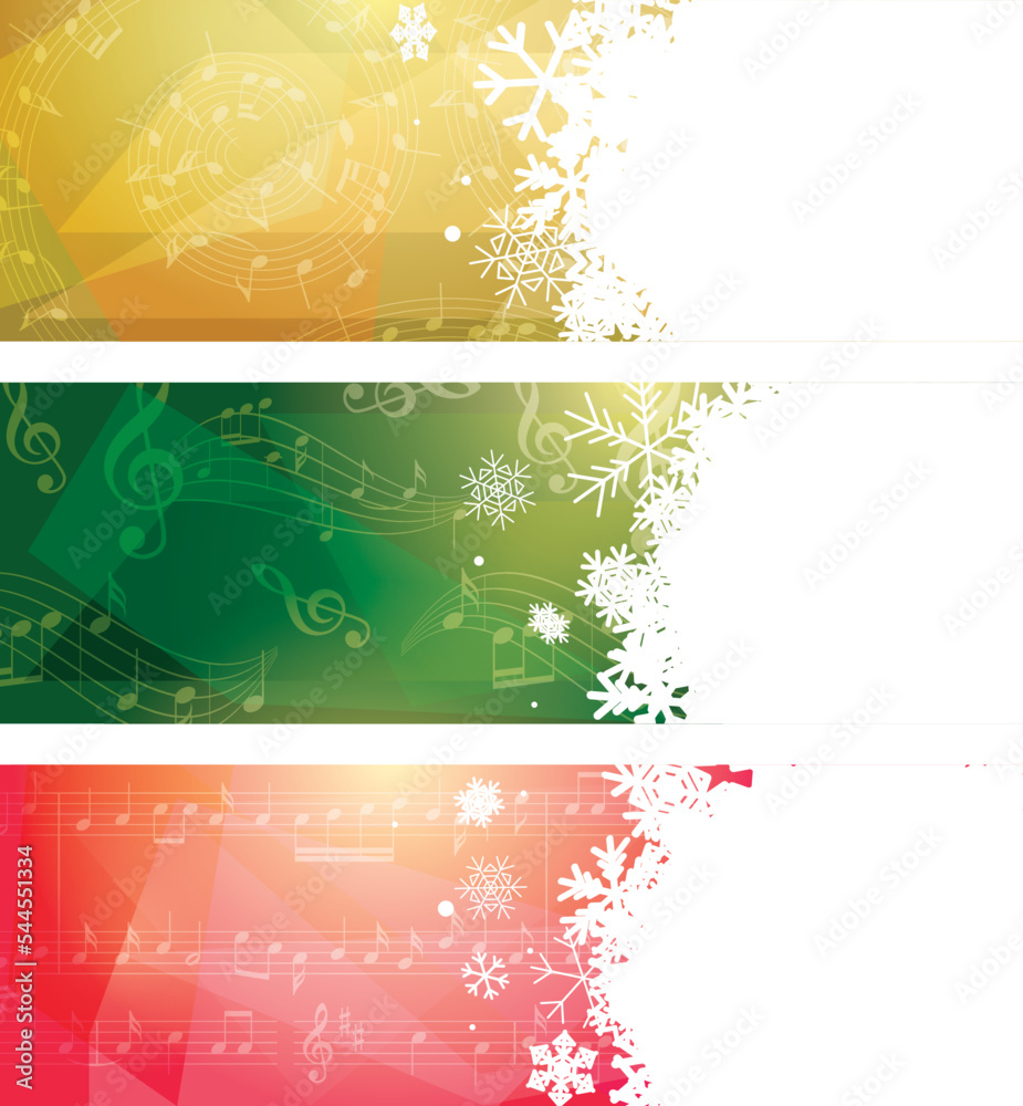 vector templates with abstract music notes and white snowflakes - set ...