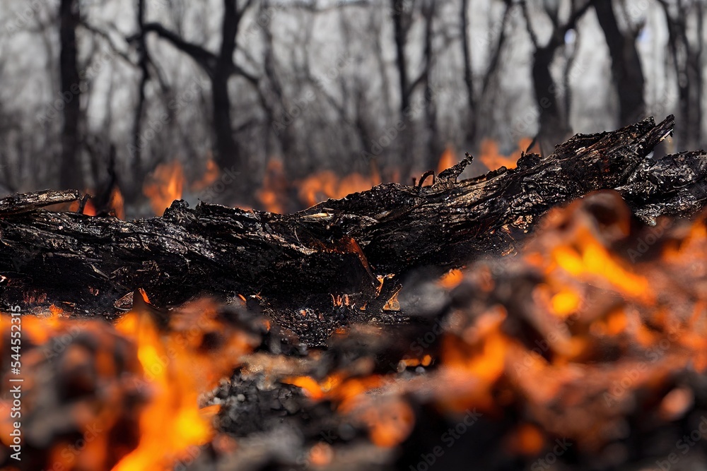Forest wildfire dangerous natural disaster background. Wild fire flame ...