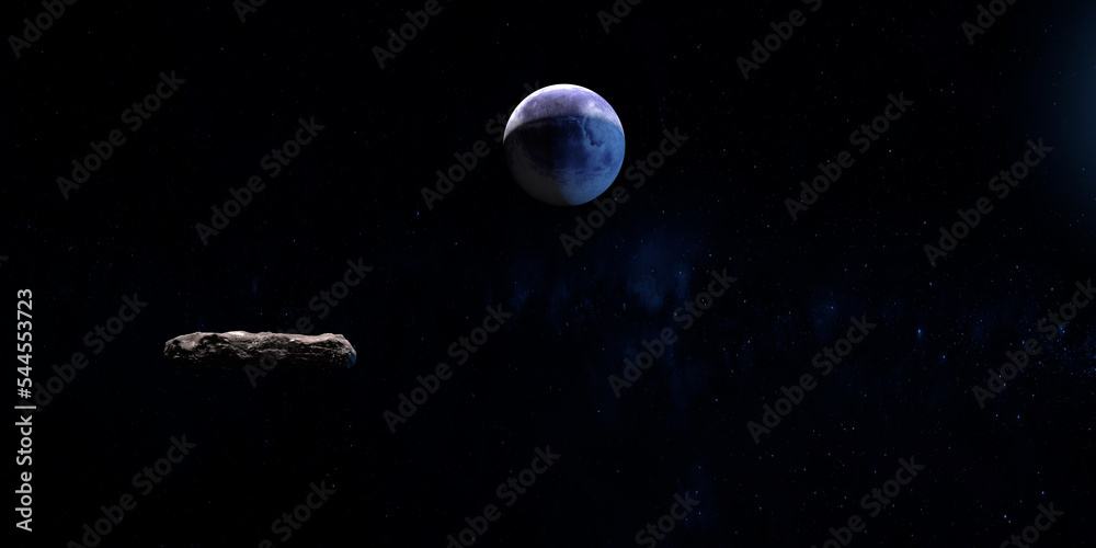 Oumuamua, interstellar object, orbiting in the outer space near a ...
