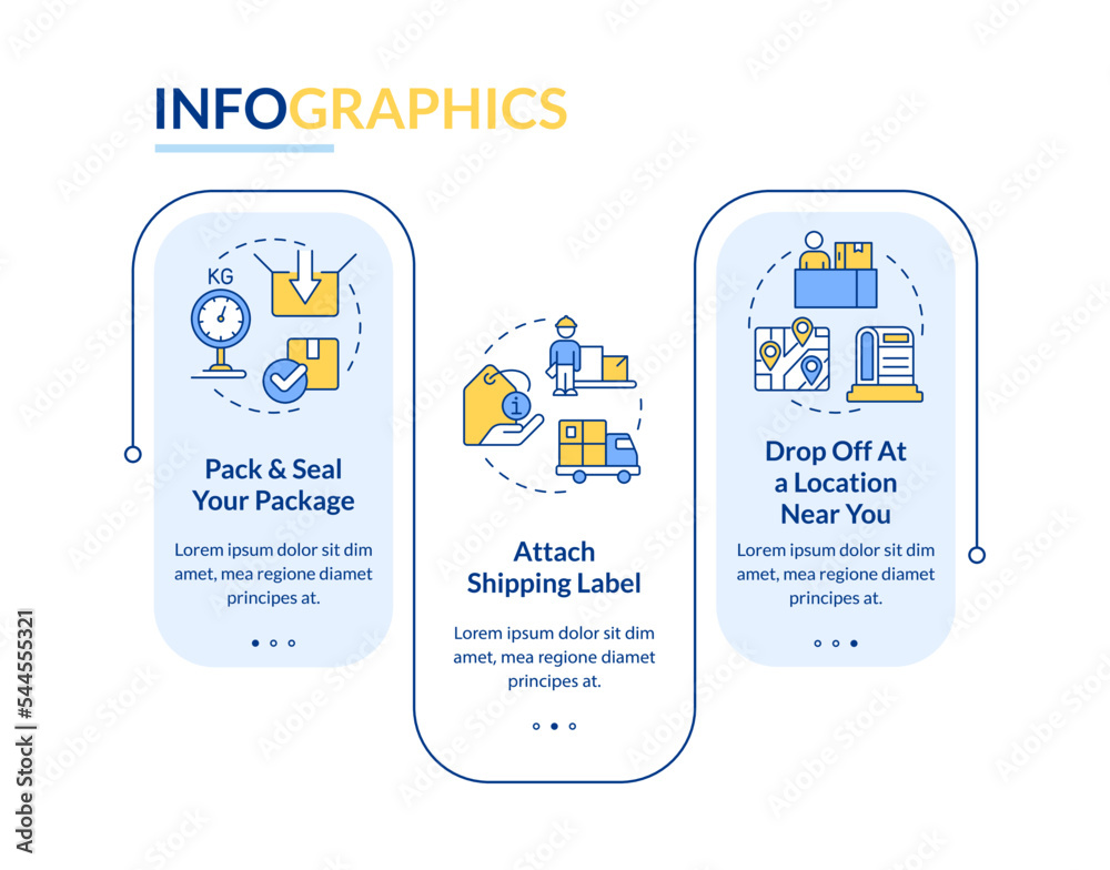 Shipping package tips rectangle infographic template. Delivery process ...