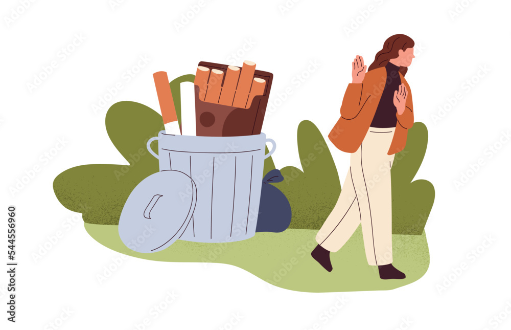 Quit, stop, giving up smoking concept. Person smoker rejecting ...