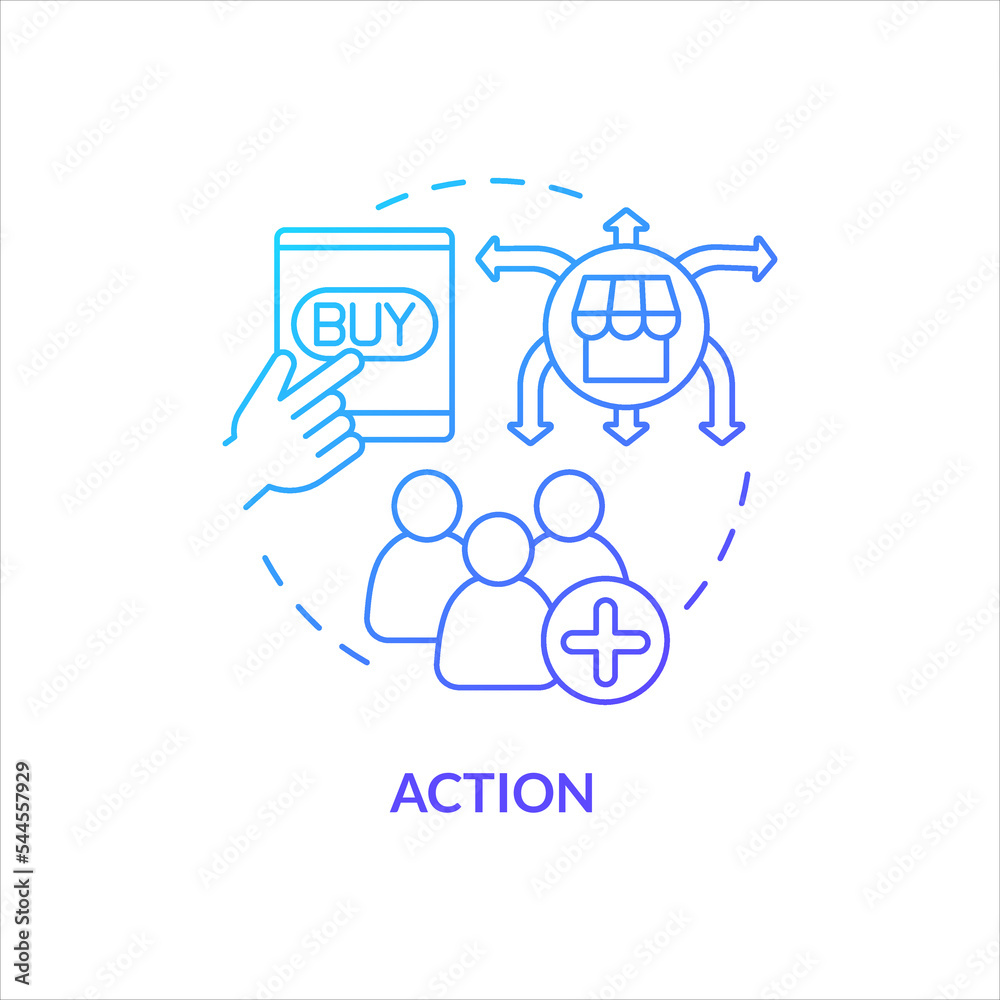 Action blue gradient concept icon. Encourage to interaction. Social ...