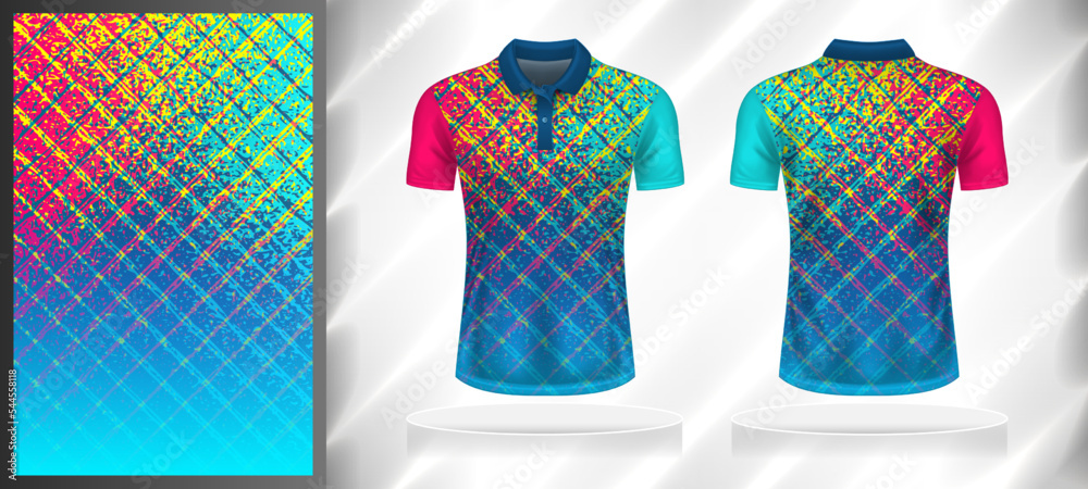 Vector sport pattern design template for Polo T-shirt front and back ...