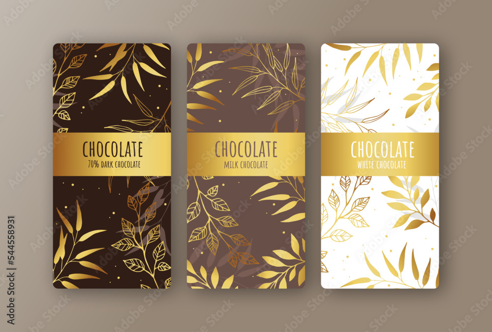 Vintage set of chocolate bar packaging design. Vector luxury template ...