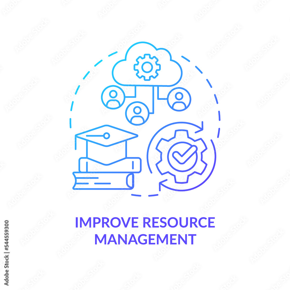 Improving resource management blue gradient concept icon. Benefit of ...