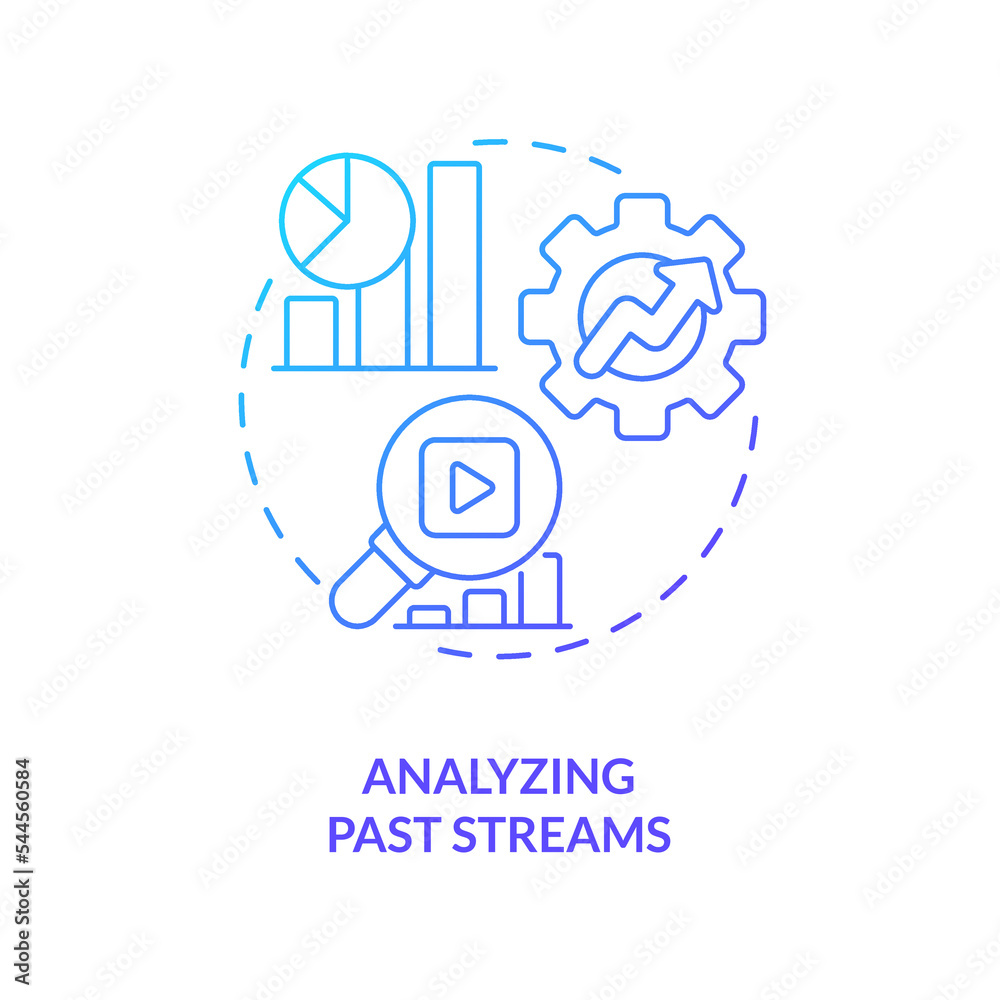 Analyzing streaming data blue gradient concept icon. Viewing statistics ...