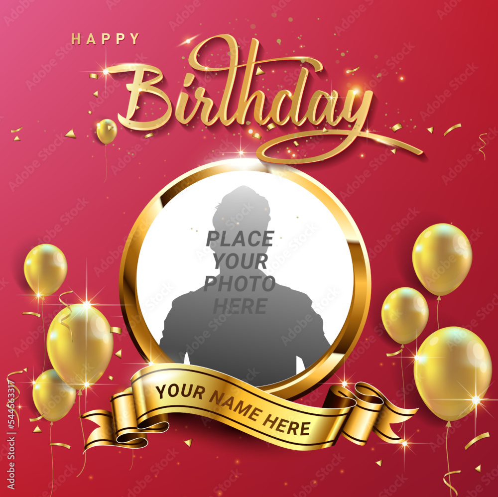Happy Birthday background. editable and place photo for social media ...