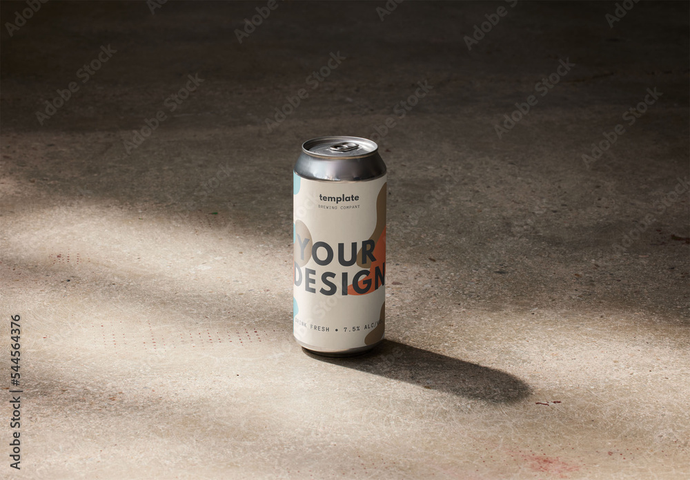44 cl Beer Drink Can Mockup With Shadow Stock Template | Adobe Stock