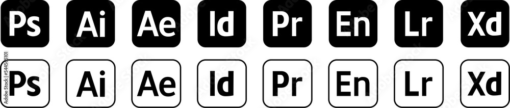 Adobe Products Icon Set: Illustrator, Photoshop, InDesign, Premiere Pro ...