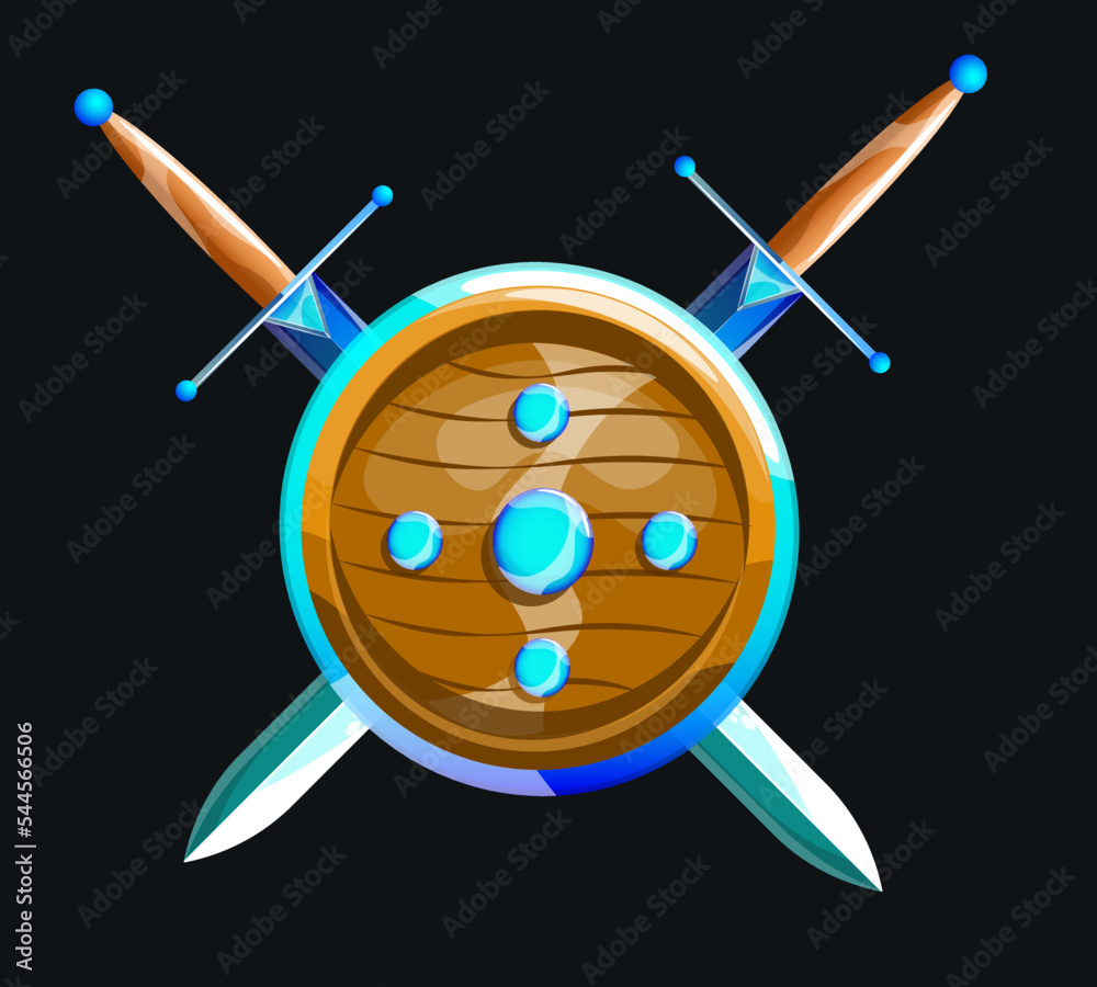 Game icon of shield and two swords. rpg fantasy game assets and ...