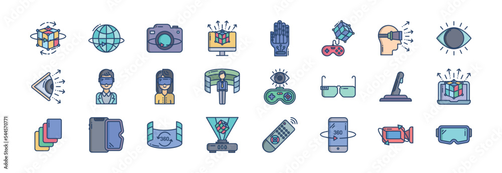 Collection of icons related to Virtual Reality, including icons like vr ...