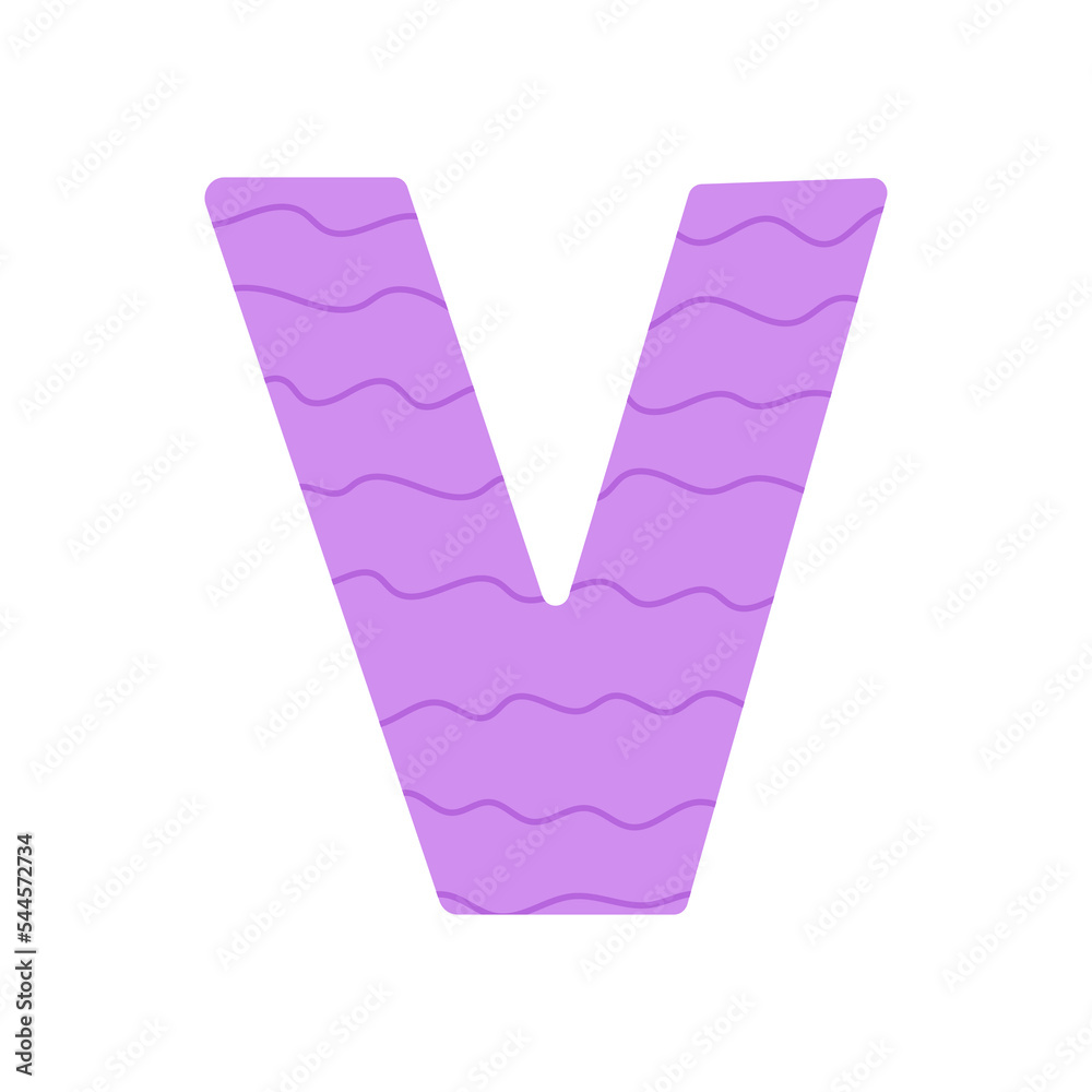 The letter V. Symbol from the cute alphabet. Isolated on white ...