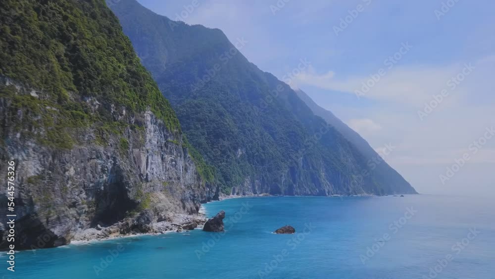 Aerial view of the beautiful coast of Hachijojima, Island. Japanese ...