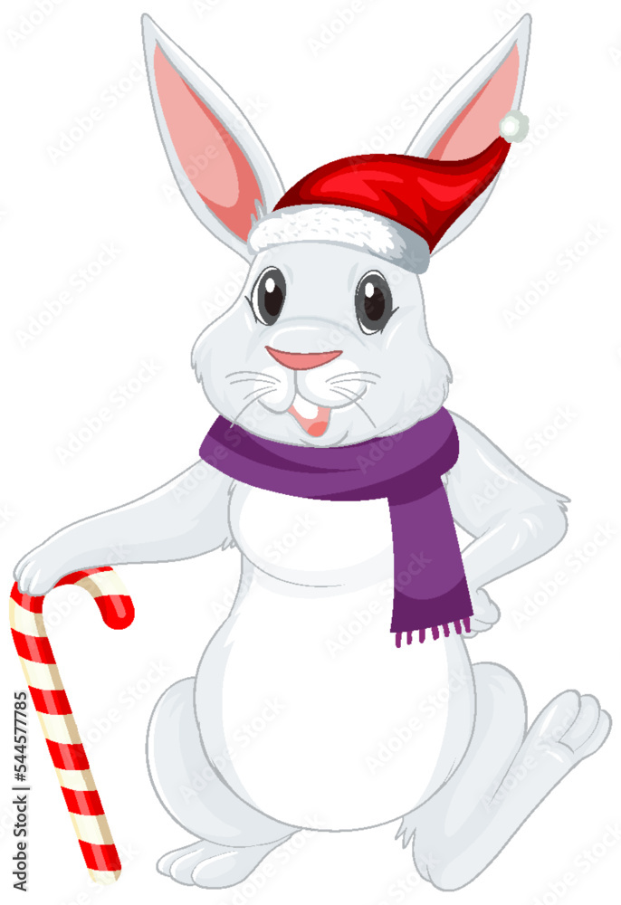 Cute white rabbit cartoon character Stock Vector | Adobe Stock